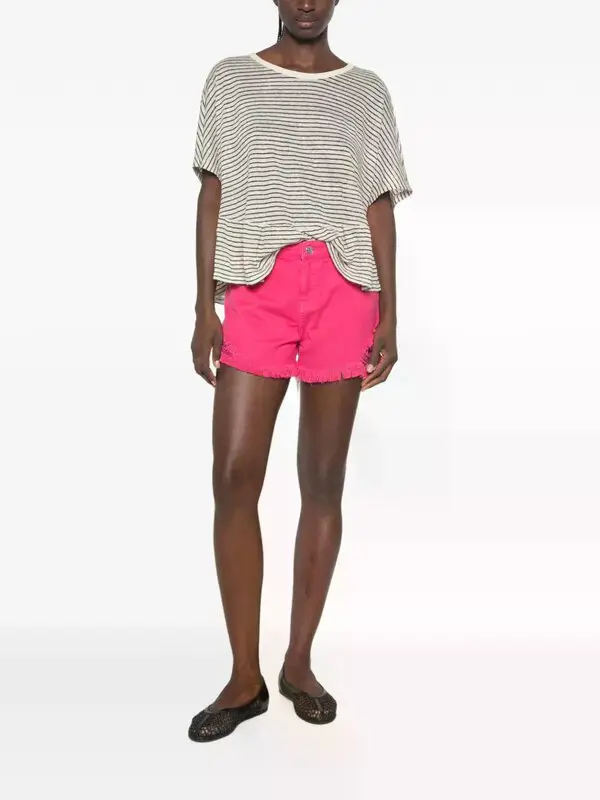 MY TWIN Distressed Frayed-edge Denim Shorts