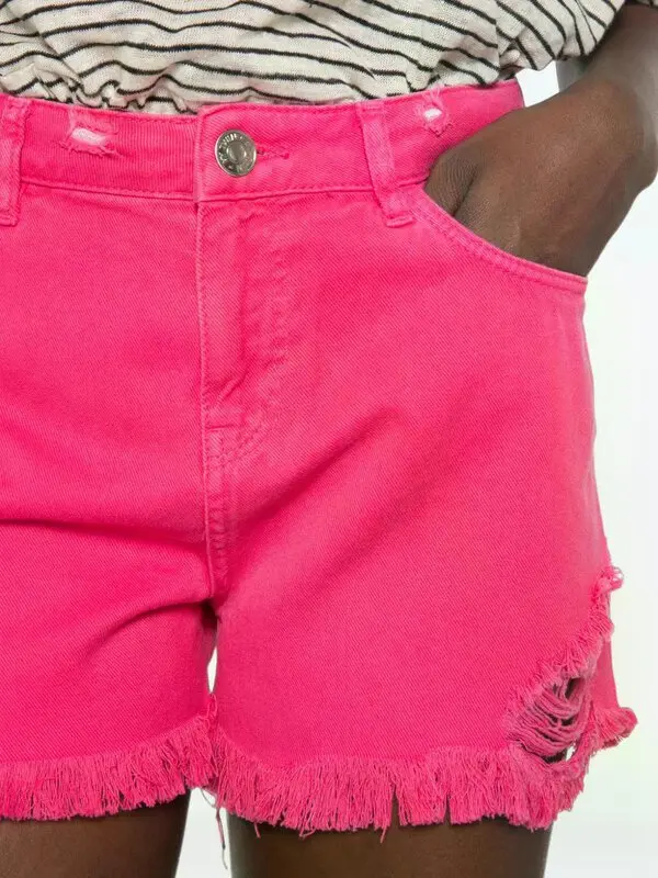 MY TWIN Distressed Frayed-edge Denim Shorts
