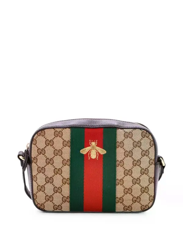 Gucci Bee Web Camera Bag Gg Canvas Crossbody Bag