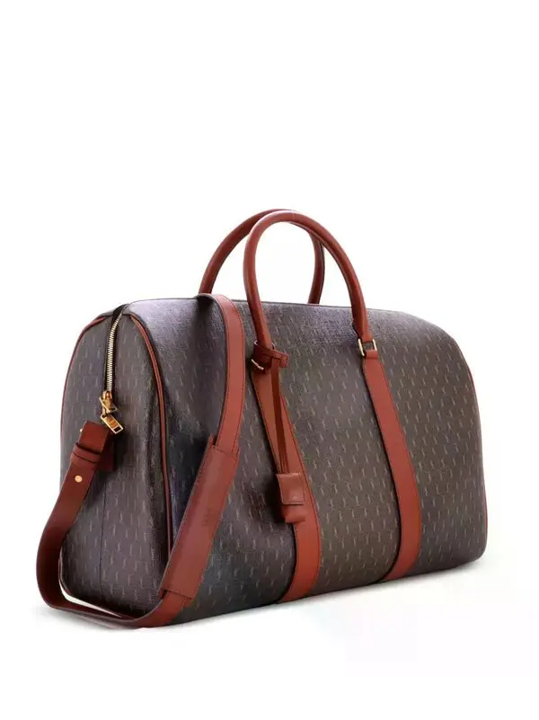 Saint Laurent Le Monogramme Coated Canvas And Leather Duffle Travel Bag - Brown