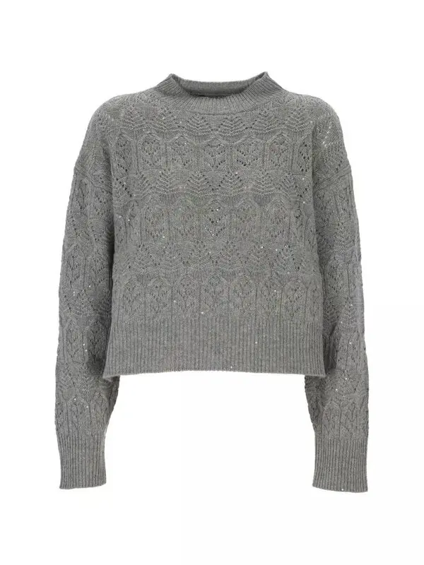 Lorena Antoniazzi Sequin-embellished Open-knit Sweater