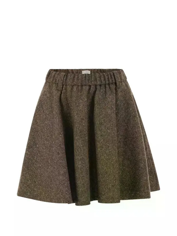 Brunello Cucinelli Textured Flared Mini Skirt - Brown