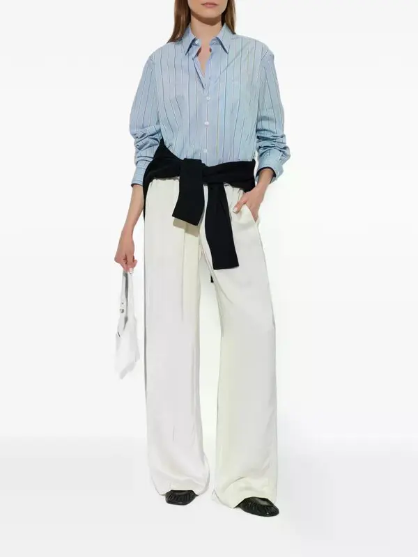 AMI Paris Striped Cotton Cropped Shirt