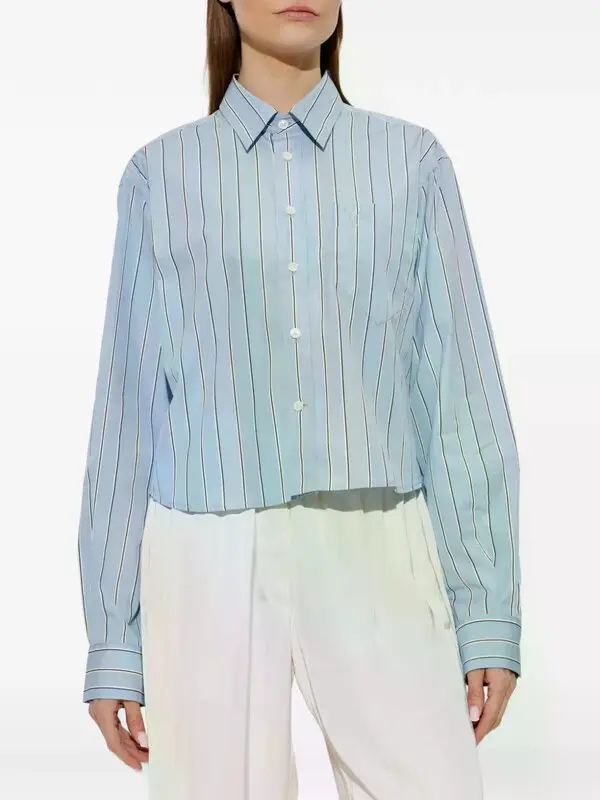 AMI Paris Striped Cotton Cropped Shirt