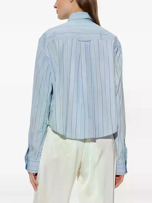 AMI Paris Striped Cotton Cropped Shirt