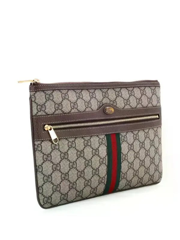 Gucci Ophidia Zip Pouch Gg Coated Canvas Large Clutch Bag
