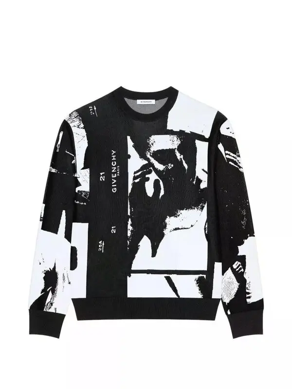 Givenchy Sweater In Knit With Photographic Negative-jacquard