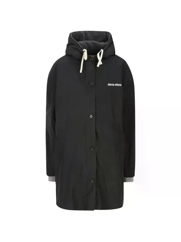 Miu Miu Single-breasted Pongé And Fleece Caban Jacket - Black