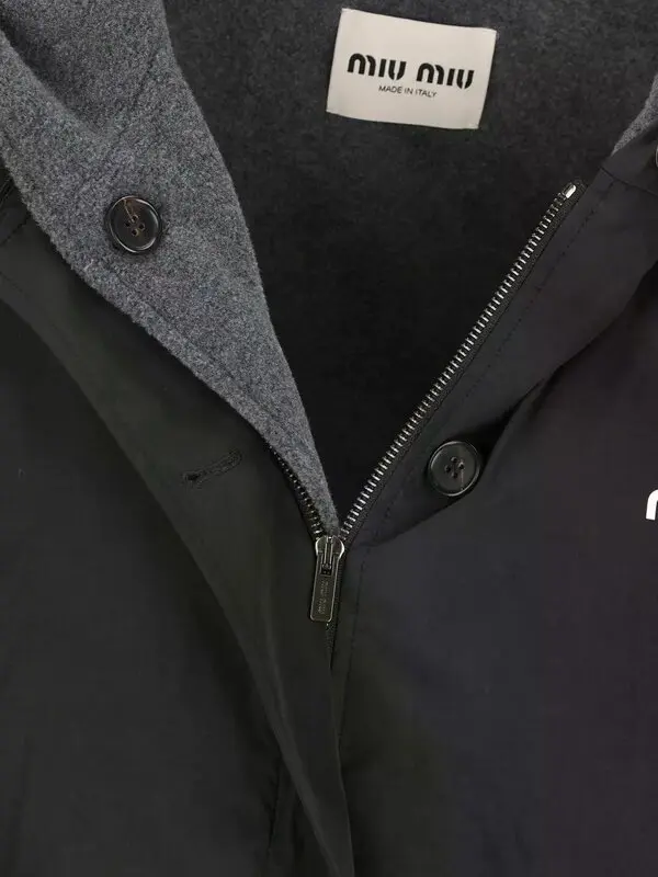 Miu Miu Single-breasted Pongé And Fleece Caban Jacket