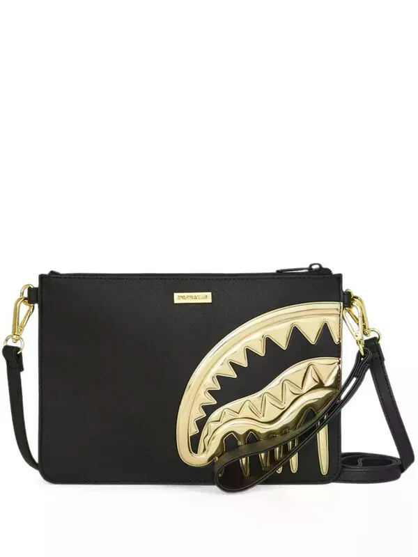 SPRAYGROUND Gold And Dangerous Shark-embossed Messenger Bag