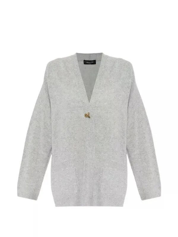 Fabiana Filippi Knot-button V-neck Cardigan - Grey