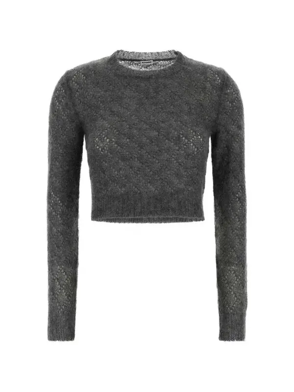 JIL SANDER Open-knit Cropped Sweater - Grey
