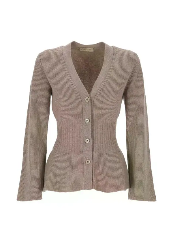 PUROTATTO Ribbed-knit V-neck Cardigan