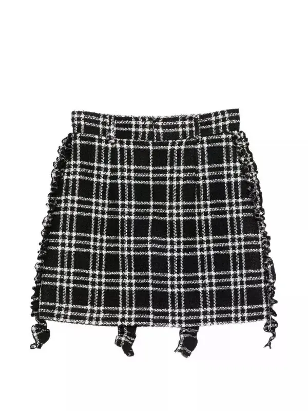 ALESSANDRO ENRIQUEZ Checked Bouclé Ruffled Mini Skirt