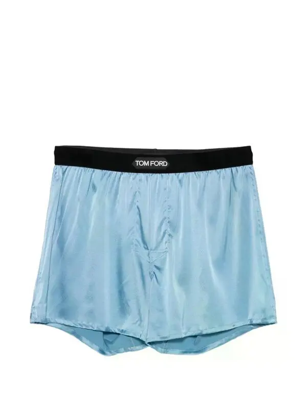 TOM FORD Logo-patch Boxer Shorts - Blue