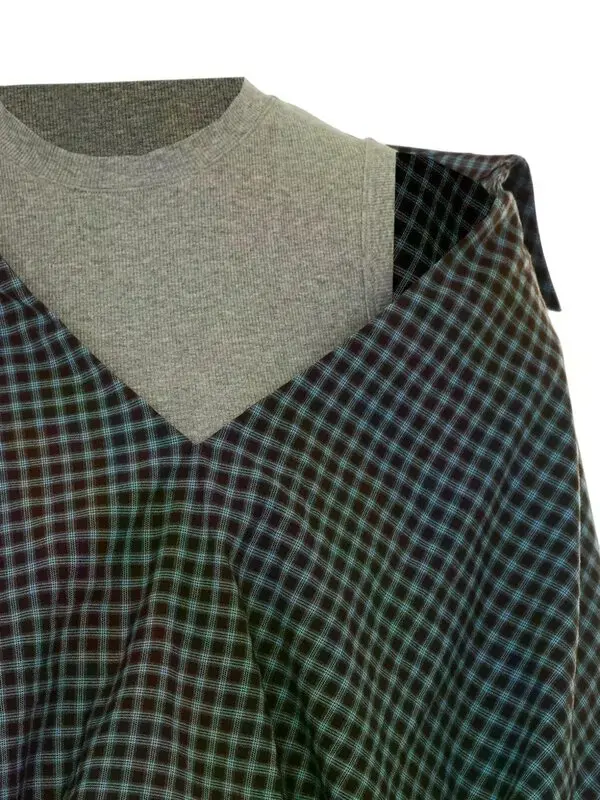 ELEH Check Pattern Layered Detail Top