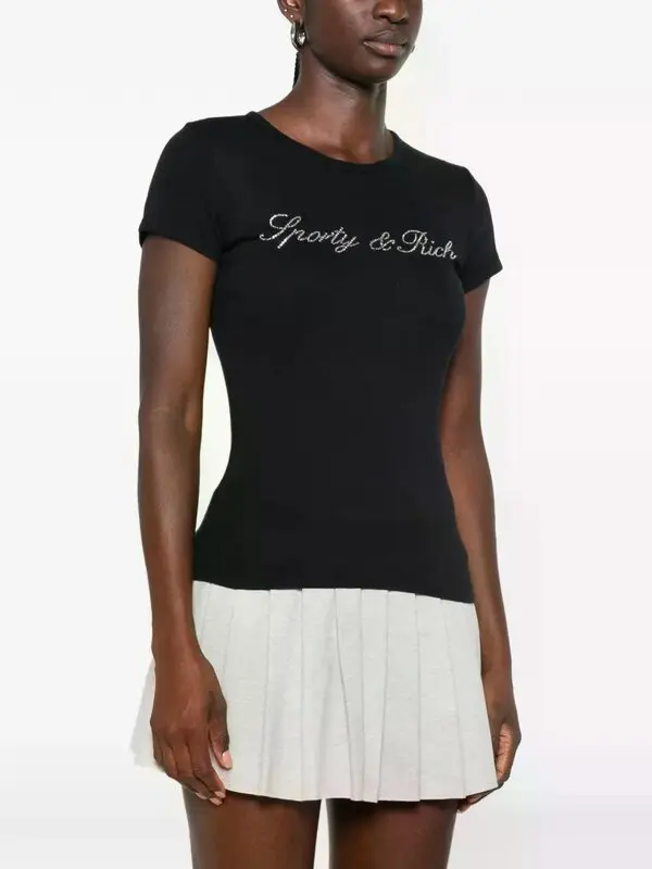 Sporty & Rich Pandora Crystal-logo T-shirt