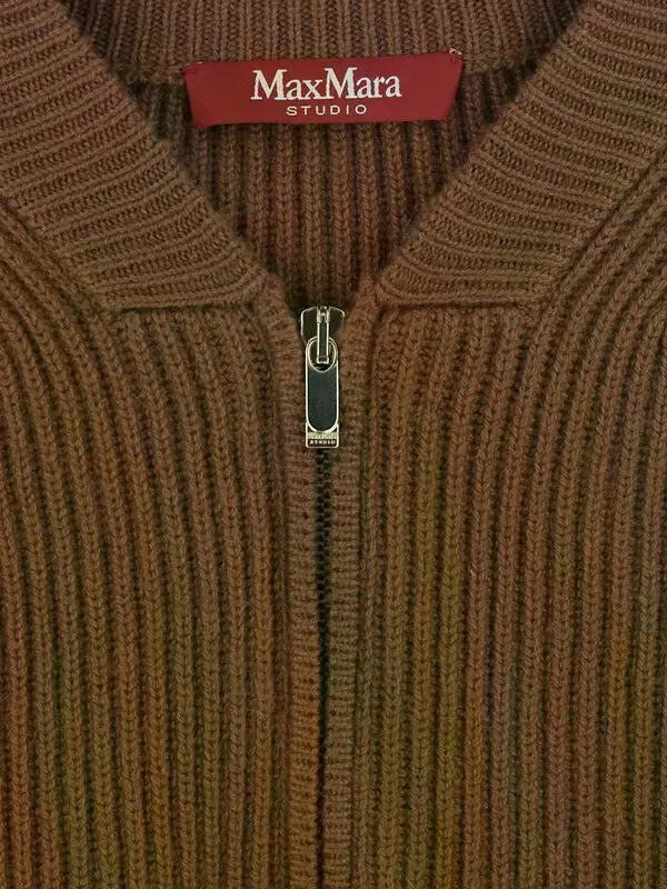 Max Mara Ribbed-knit Zip-up Cardigan