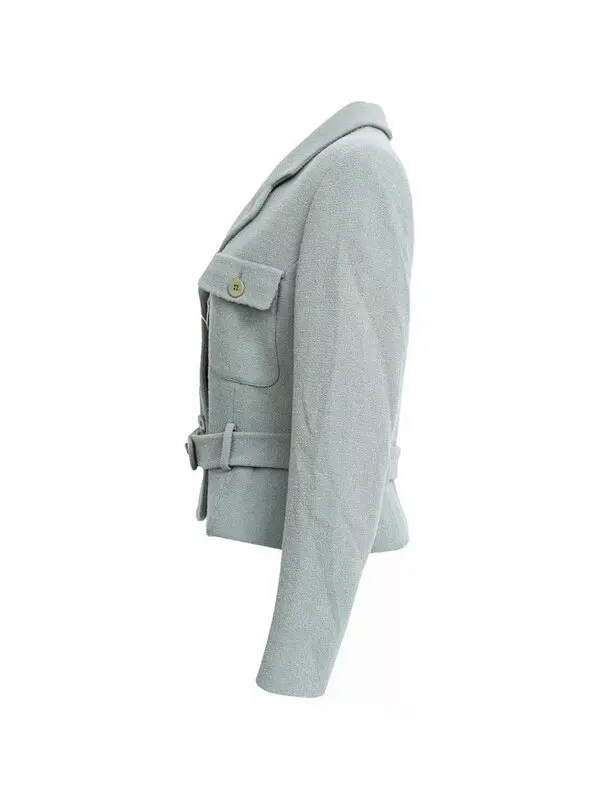 Giorgio Armani Textured Wool Cropped Belted Blazer