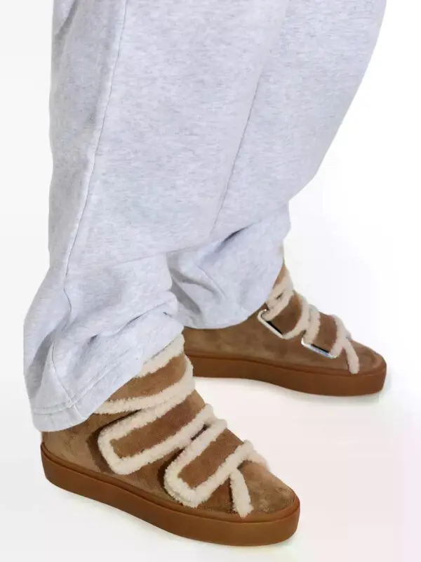 Inuikii Shearling Velcro Wedge Touch-strap Sneakers