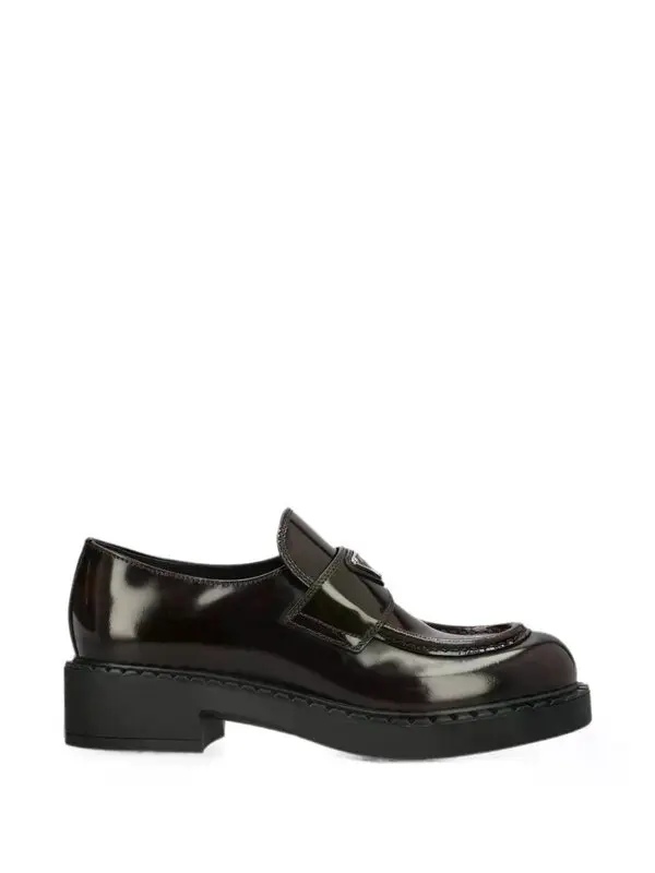 Prada Chocolate Brushed-leather Loafers