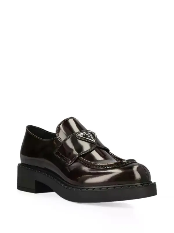 Prada Chocolate Brushed-leather Loafers