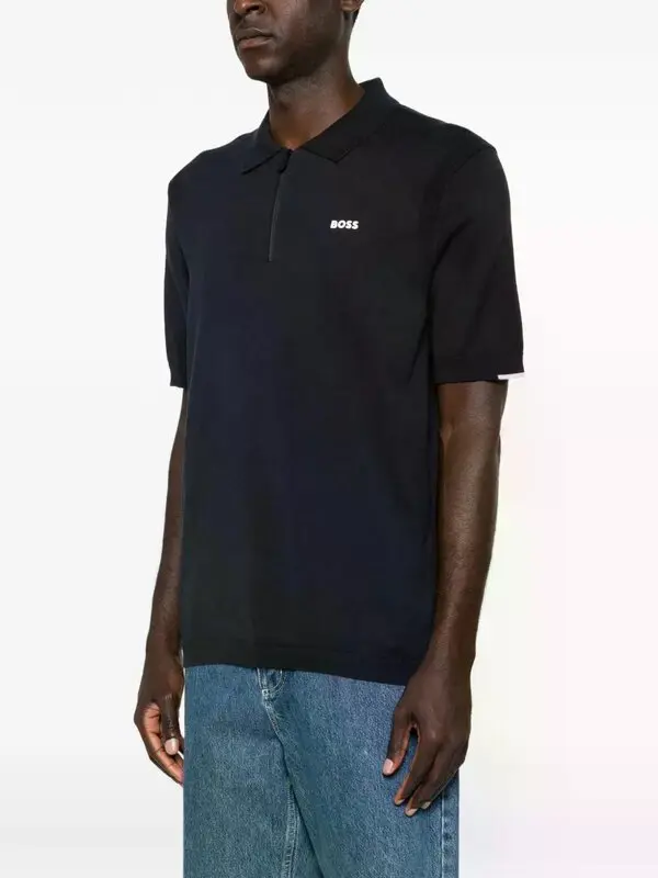 BOSS Zip-fastening Logo-print Polo Shirt