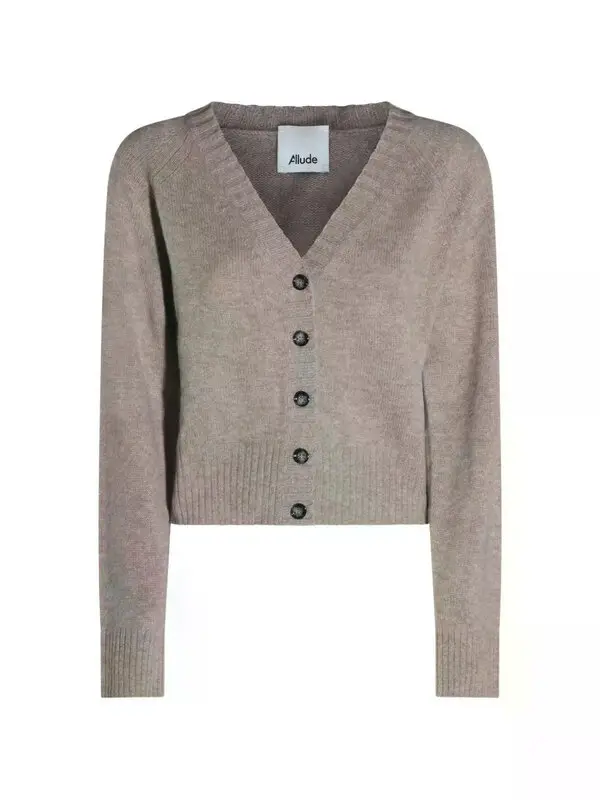 ALLUDE V-neck Button-down Cardigan - Neutrals