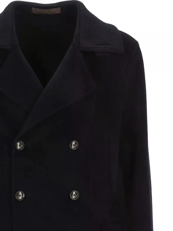 ON THE BUND Double-breasted Ribbed-collar Coat