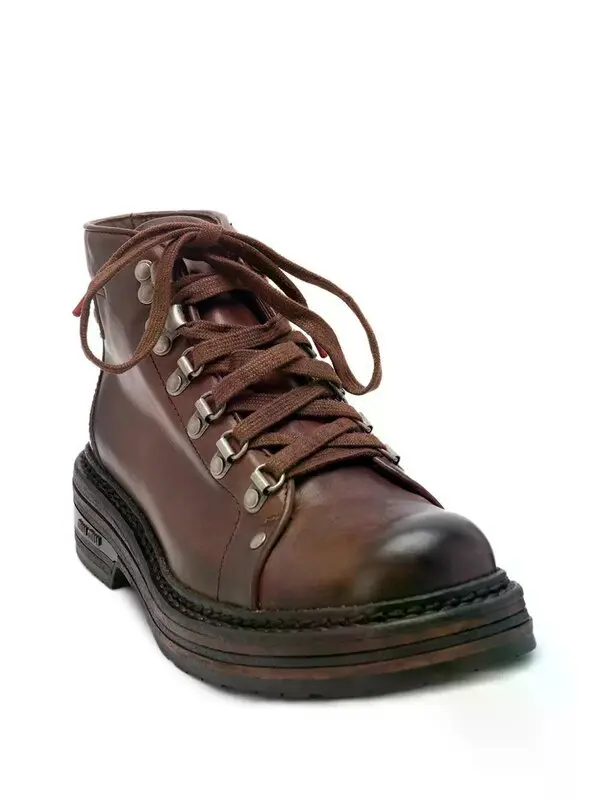 Miu Miu Leather Booties - Brown