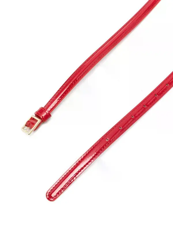 Plan C Bow-detail Patent-leather Belt - Red