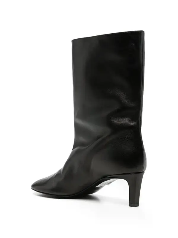 Plan C Pointed-toe Leather Boots - Black