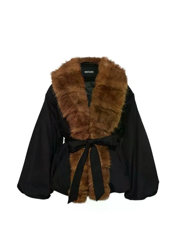 ROTATE BY BIRGER CHRISTENSEN Faux-fur Collar Jacket - Black