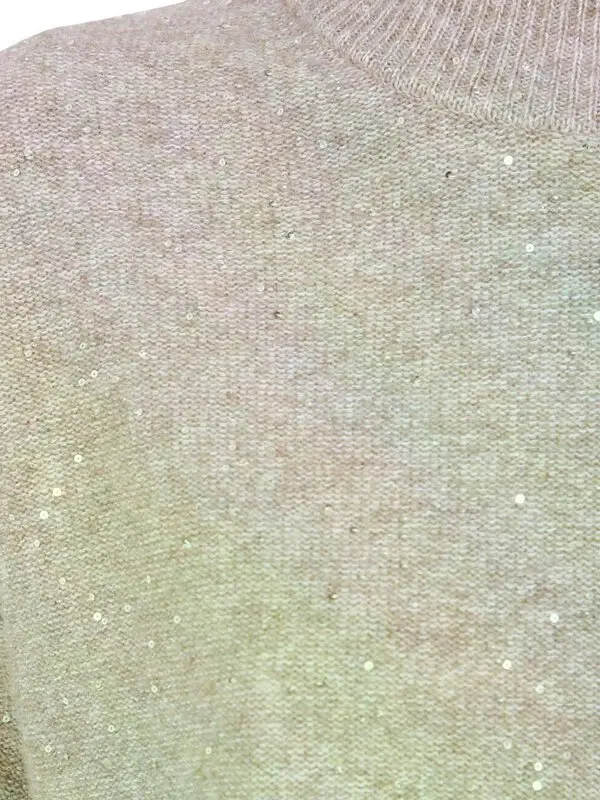 Seventy Sequin-embellished High-neck Fine-knit Top