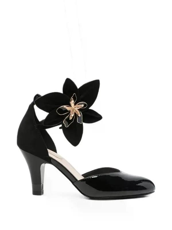 Liu Jo Flower-embellished Patent-finish Sandals - Black