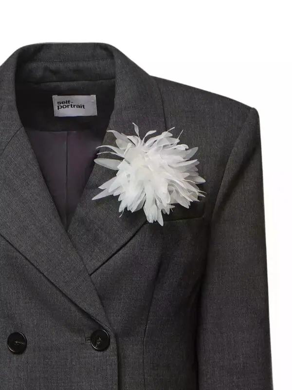 SELF-PORTRAIT Double-breasted Flower Blazer