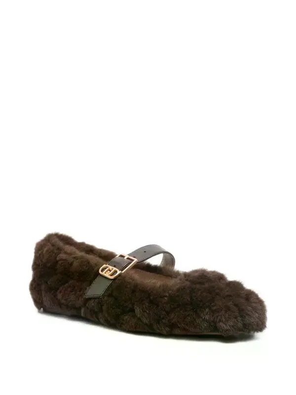 Liu Jo Braided Faux-fur Ballet Flats - Brown