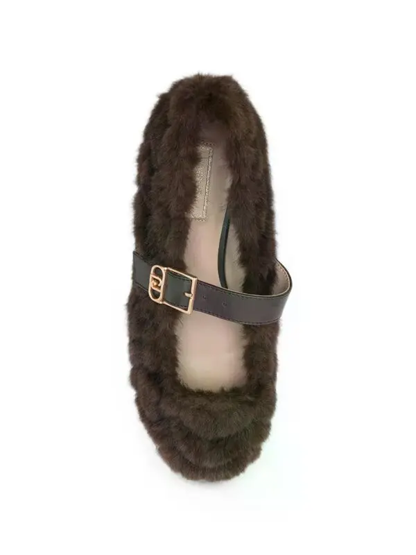 Liu Jo Braided Faux-fur Ballet Flats - Brown