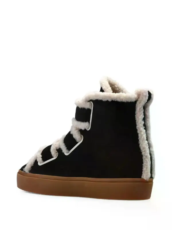 Inuikii Shearling Velcro Wedge Touch-strap Sneakers