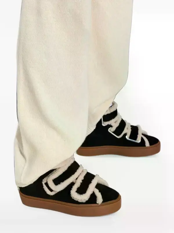 Inuikii Shearling Velcro Wedge Touch-strap Sneakers
