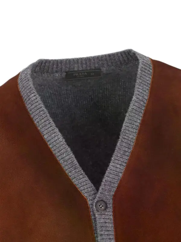 Prada Suede-panelled Wool Cardigan