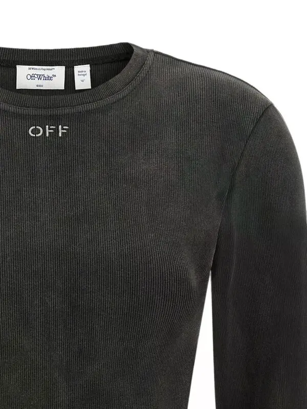 Off-White Off Stamp Ribbed Cotton T-shirt