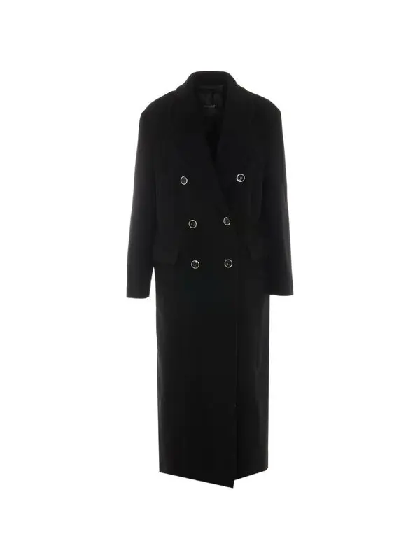 Pinko Long Double-breasted Wool-blend Coat
