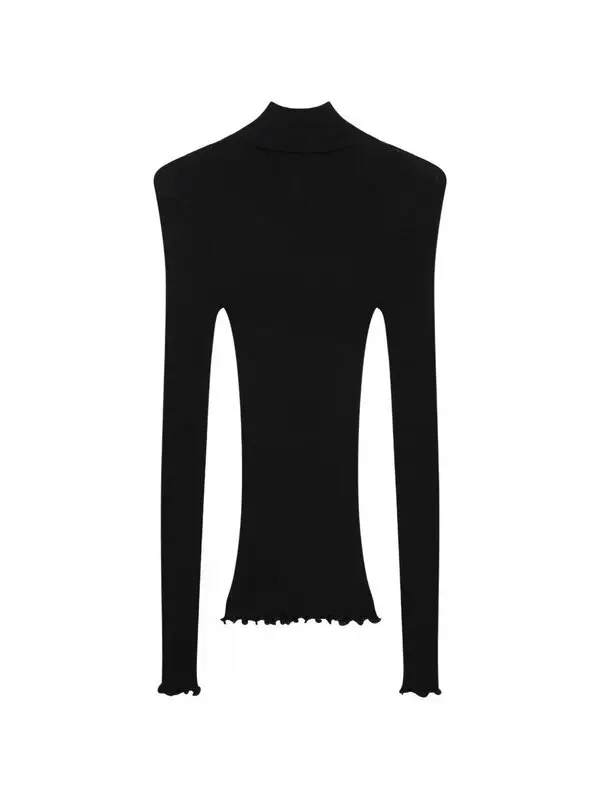 Prada Ribbed-knit Ruffle-trim Sweater