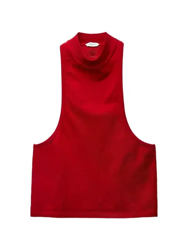 Versace Embroidered-logo Stretch Cotton-jersey Tank Top