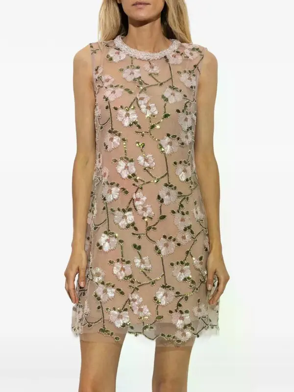 SELF-PORTRAIT Floral Sequin-embellished Mini Dress