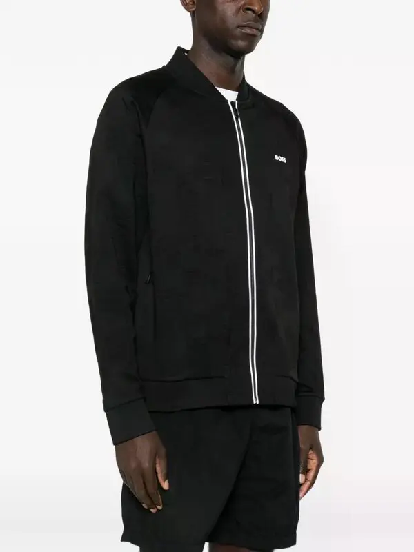BOSS Geometric-pattern Zip-up Sweater