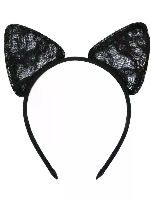 MAISON CLOSE Lace Cat Ear Headband - Black