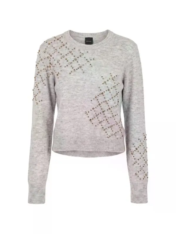 Pinko Crystal-embellished Wool Sweater - Grey