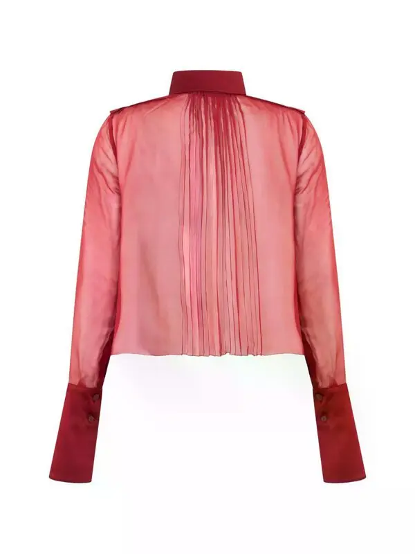 Alberta Ferretti Pleated Silk Blouse - Red